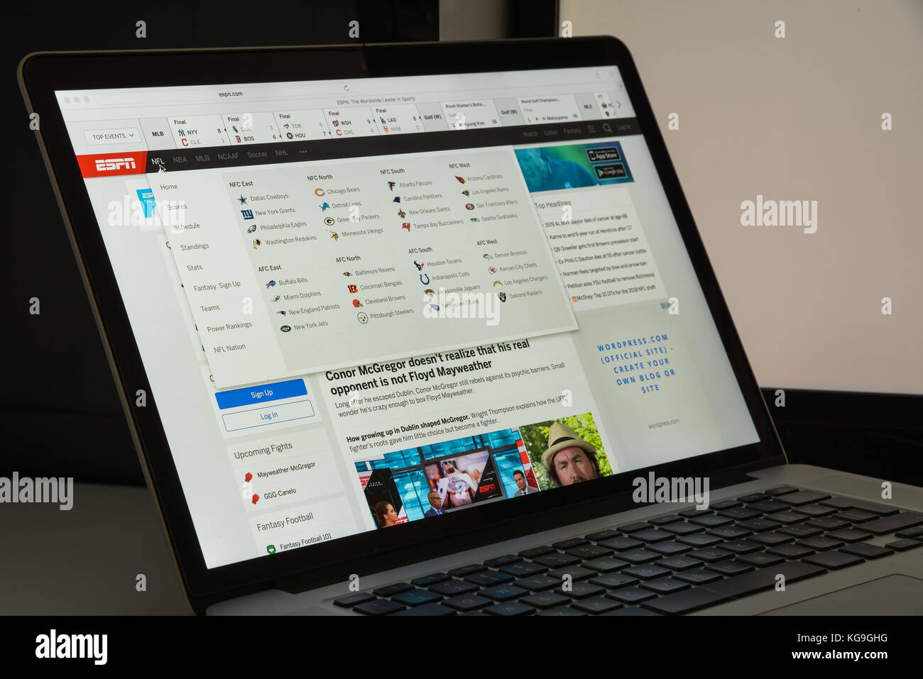 Milan, Italy - August 10, 2017: Espn website homepage. It is a U.S ...