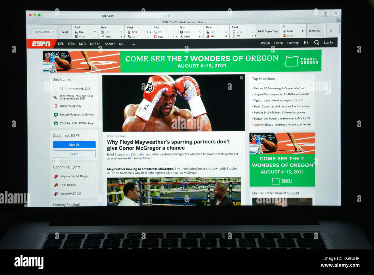 Milan, Italy - August 10, 2017: Espn website homepage. It is a U.S ...