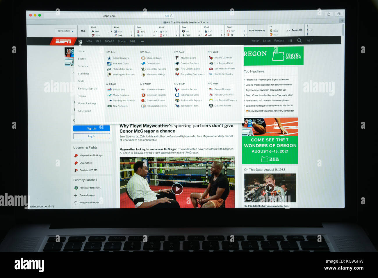 Milan, Italy - August 10, 2017: Espn website homepage. It is a U.S ...