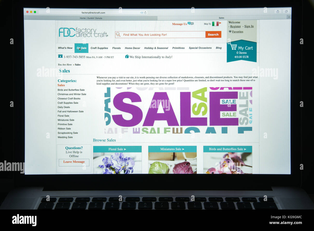 Milan, Italy - August 10, 2017: factorydirectcraft.com website homepage ...