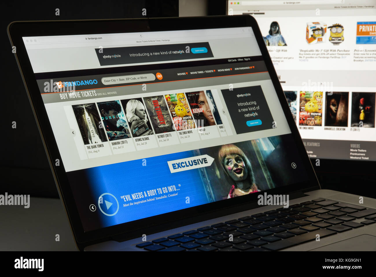 Milan, Italy - August 10, 2017: Fandango website homepage. It is an ...