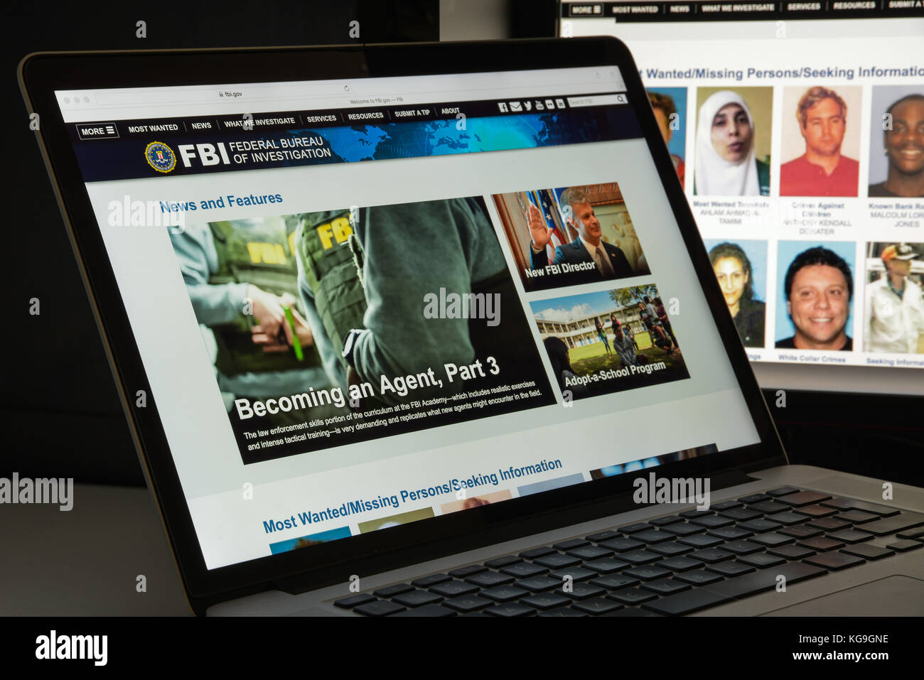 Milan, Italy - August 10, 2017: Fbi website homepage. It is the ...