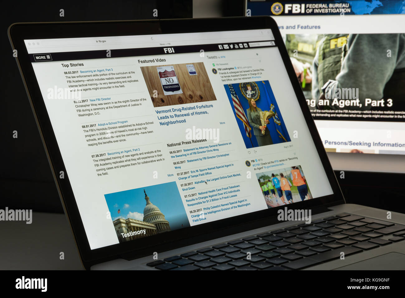 Milan, Italy - August 10, 2017: Fbi website homepage. It is the ...