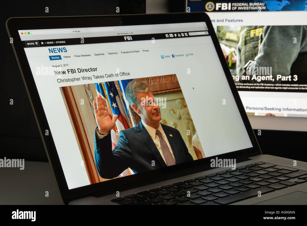 Milan, Italy - August 10, 2017: Fbi website homepage. It is the ...