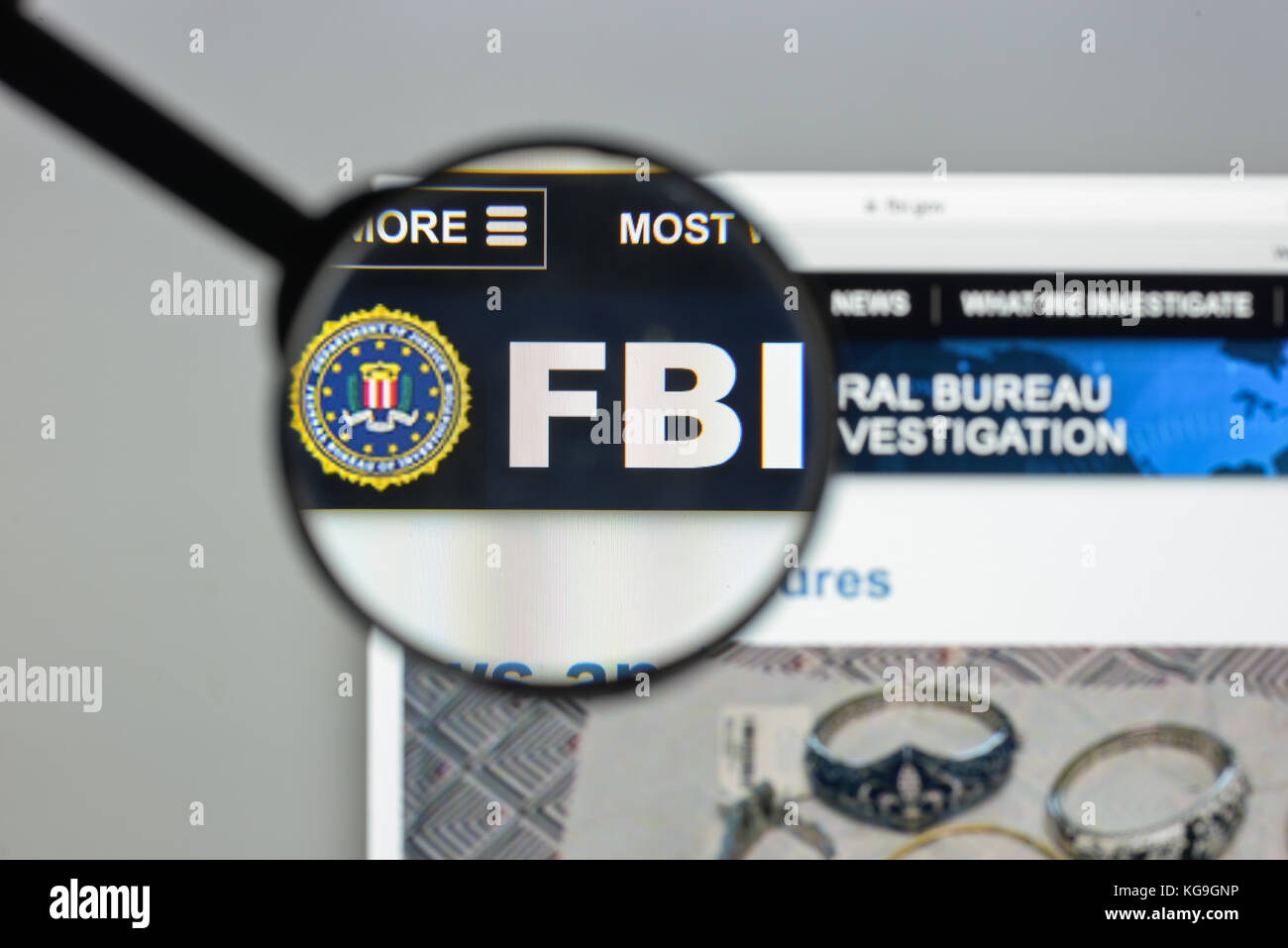 Milan, Italy - August 10, 2017: Fbi website homepage. It is the ...