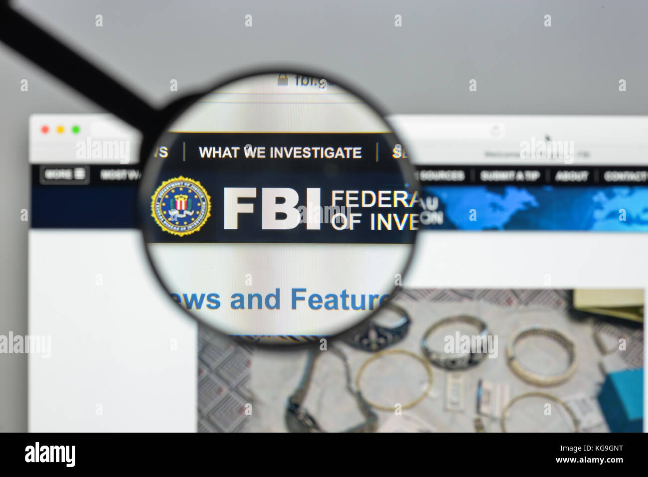 Milan, Italy - August 10, 2017: Fbi website homepage. It is the ...