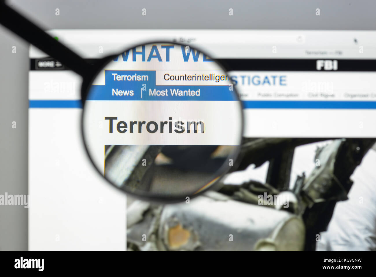 Milan, Italy - August 10, 2017: Fbi website homepage. It is the ...