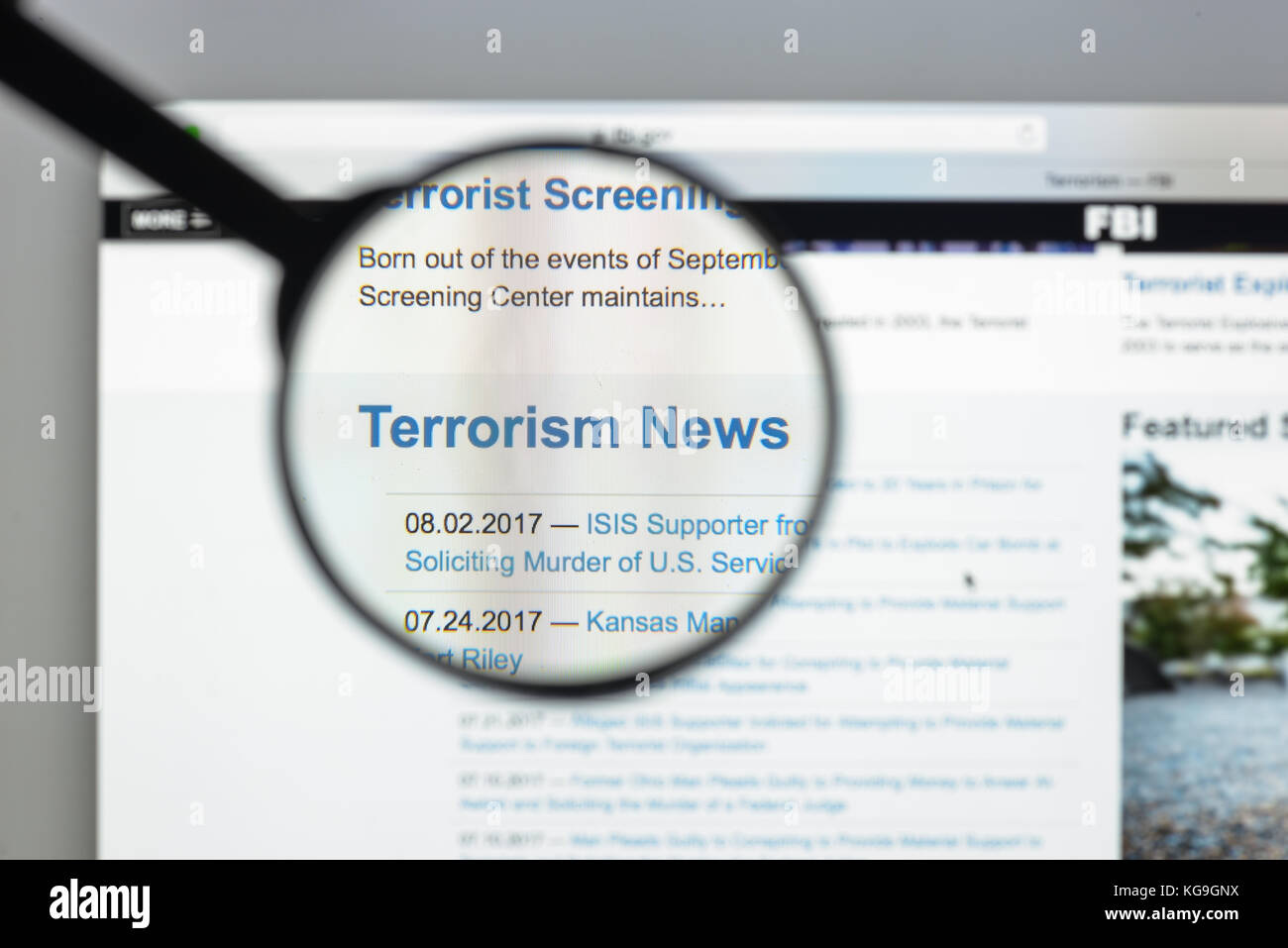 Milan, Italy - August 10, 2017: Fbi website homepage. It is the ...