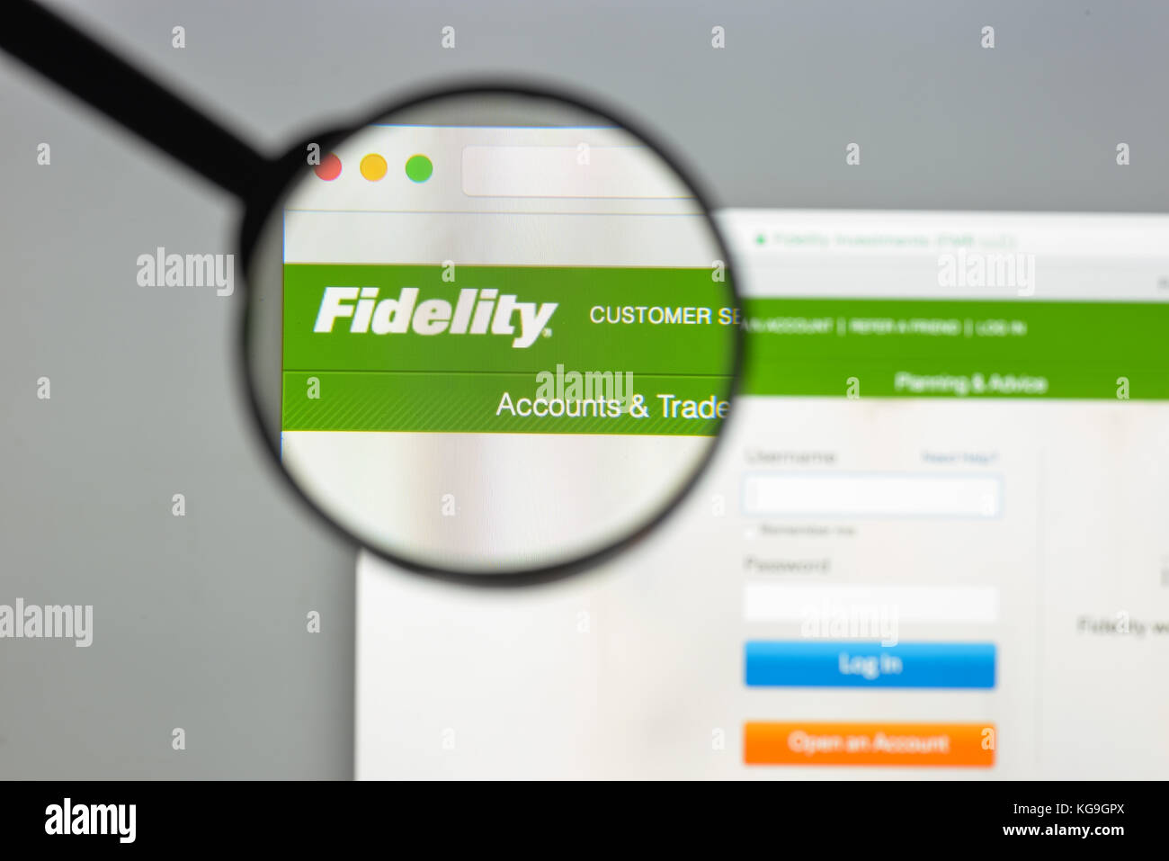 Milan, Italy - August 10, 2017: Fidelity website homepage. Fidelity.com ...