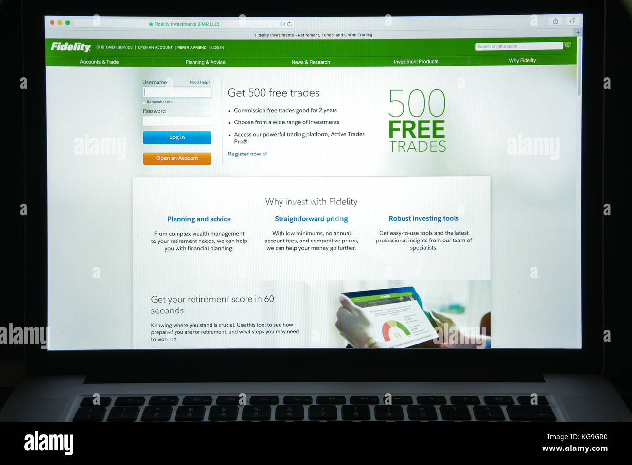 Milan, Italy - August 10, 2017: Fidelity website homepage. Fidelity.com ...