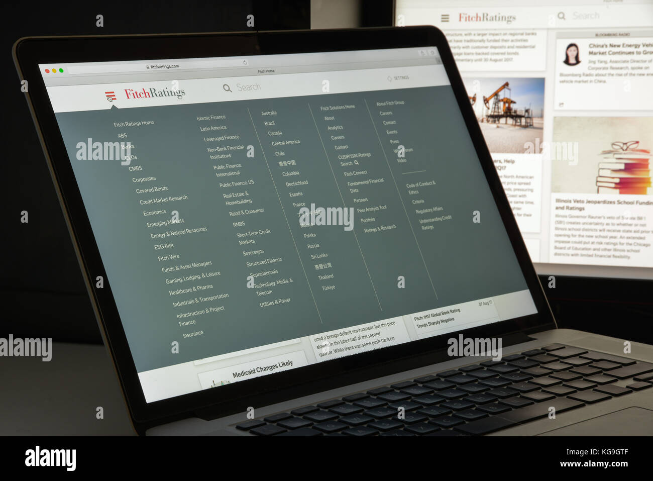 Milan, Italy - August 10, 2017: Fitch ratings website homepage. It is ...