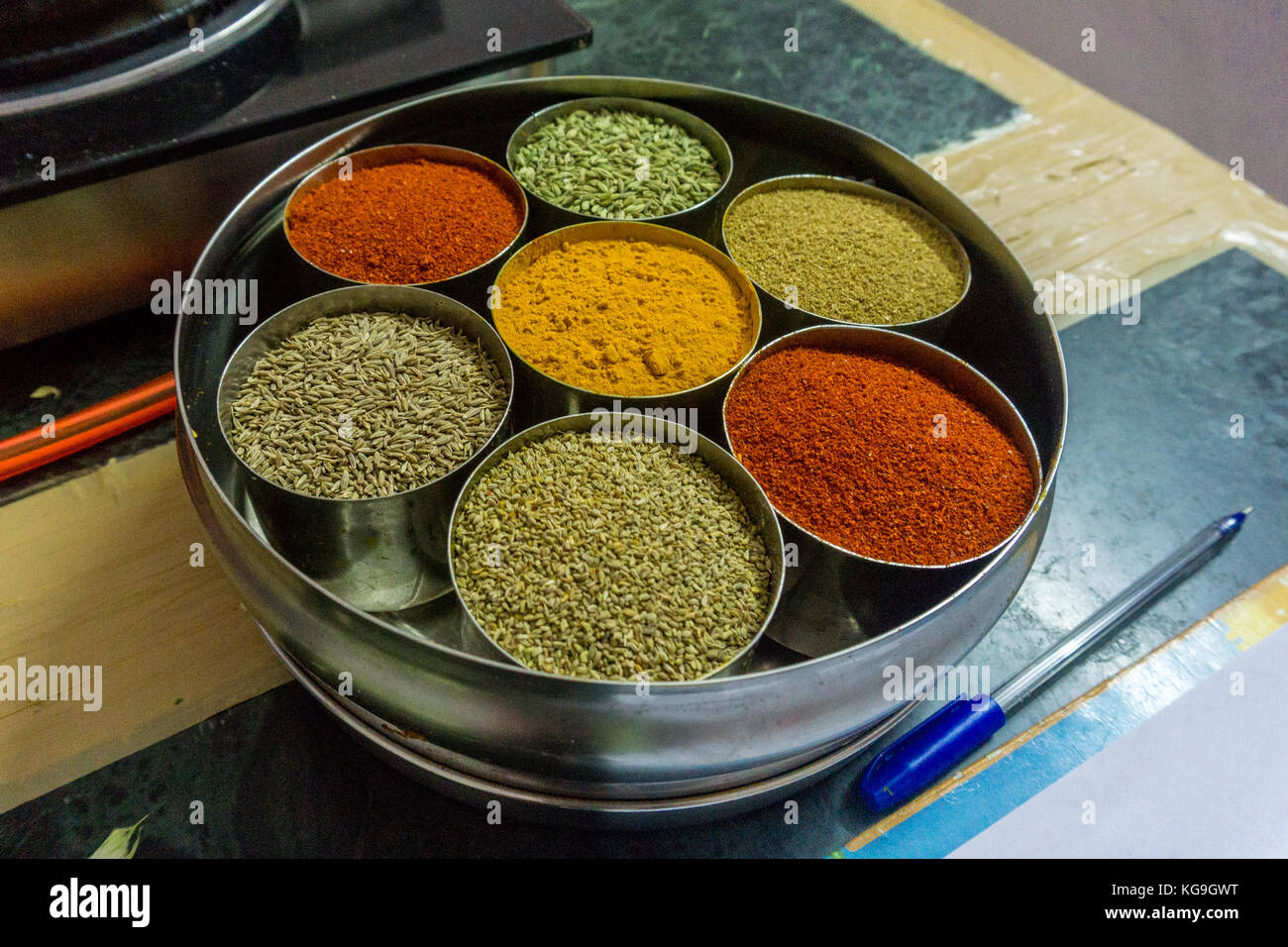Cooking Class - 7 Core Spices Stock Photo - Alamy