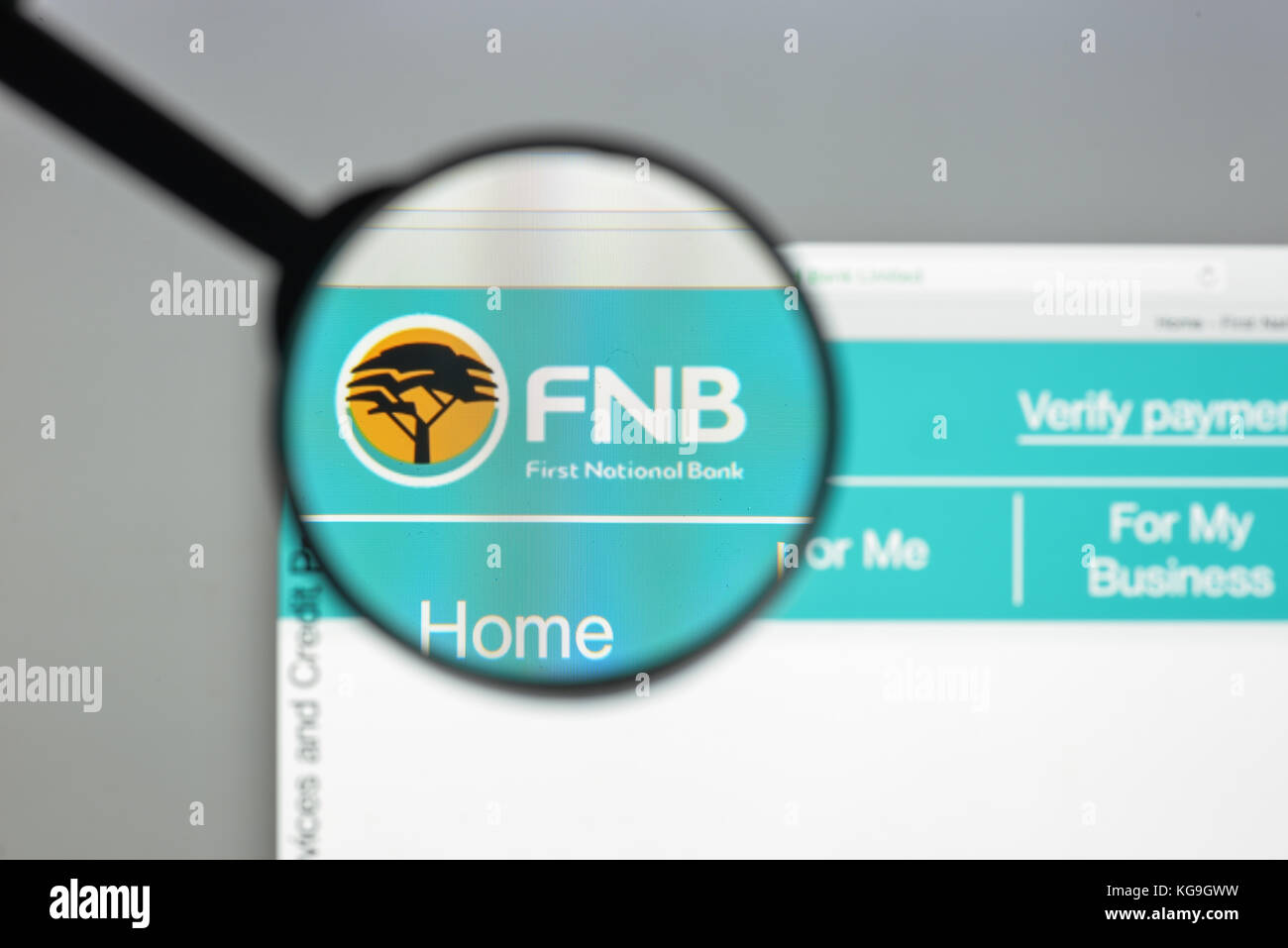 Milan, Italy - August 10, 2017: FNB bank website homepage. It is one of ...