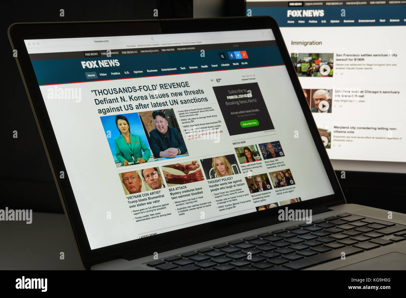 Milan, Italy - August 10, 2017: Foxnews website homepage. It is an ...