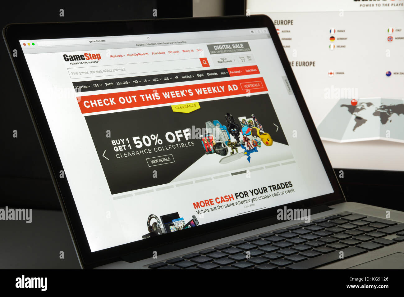 Milan, Italy - August 10, 2017: Gamestop.com website homepage. It is an ...
