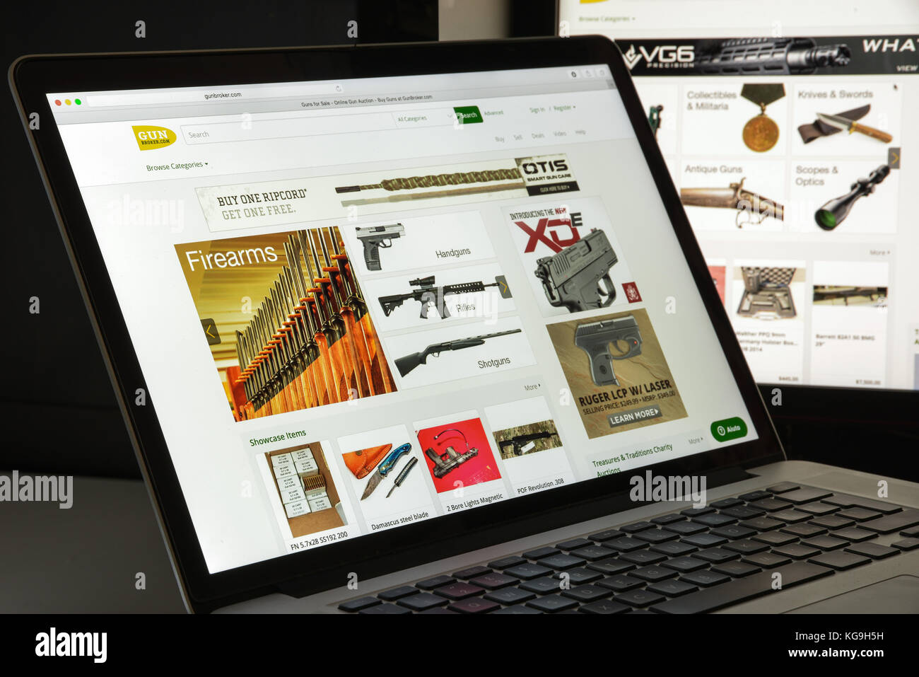 Milan, Italy - August 10, 2017: Gunbroker.com website homepage. It is ...