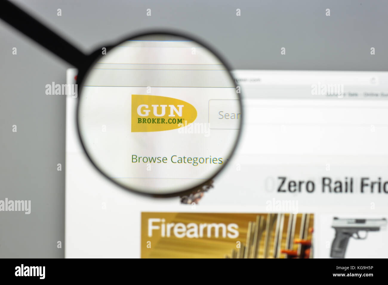 Milan, Italy - August 10, 2017: Gunbroker.com website homepage. It is ...