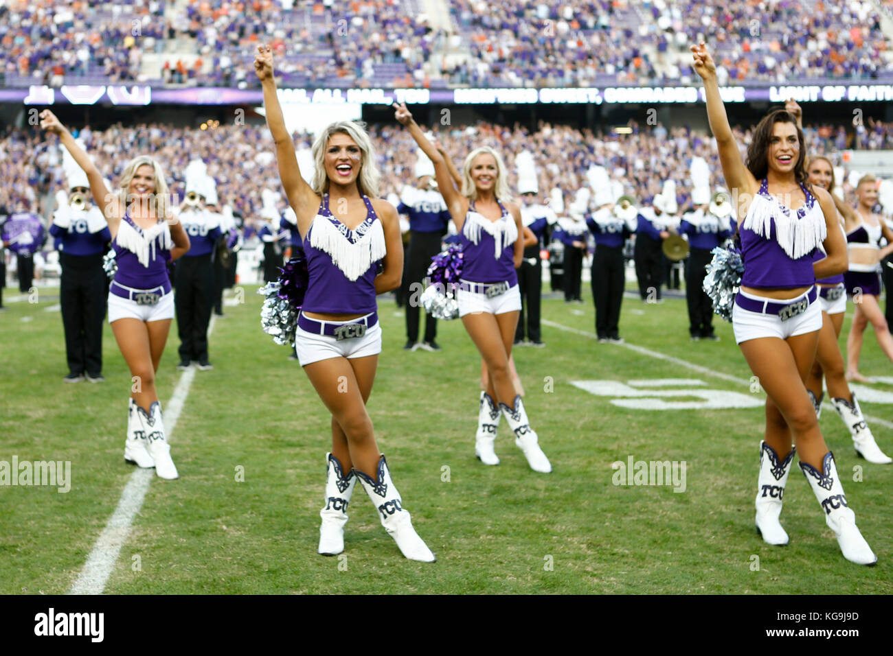 Fort Worth, Texas, USA. 4th Nov, 2017. Members of TCU's Showgirls team ...