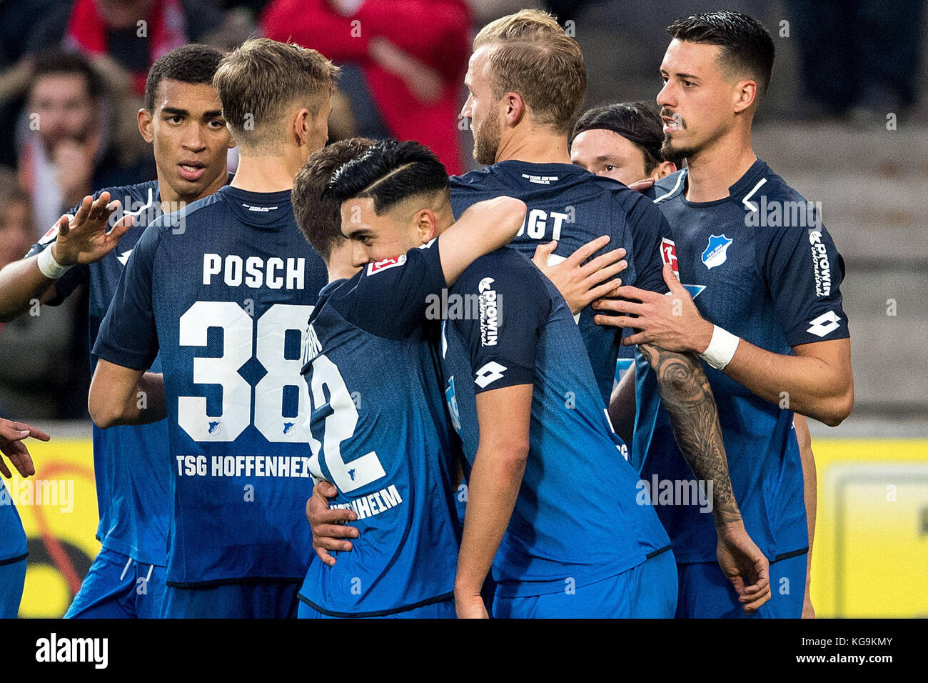 Cologne, Germany. 05th Nov, 2017. Hoffenheim's team celebrates the 2-0 ...