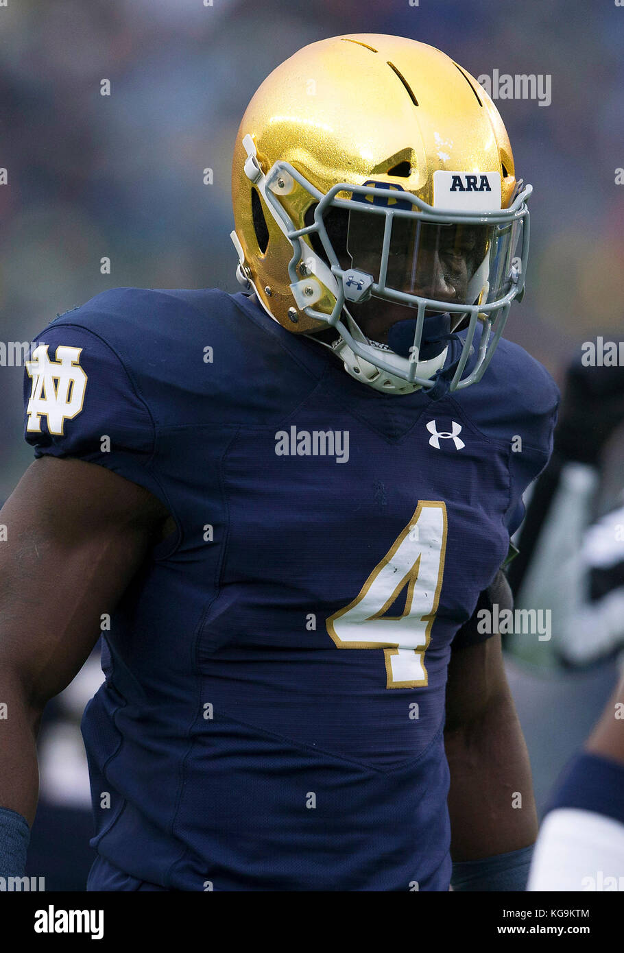 November 04, 2017: Notre Dame linebacker Te'von Coney (4) during NCAA ...
