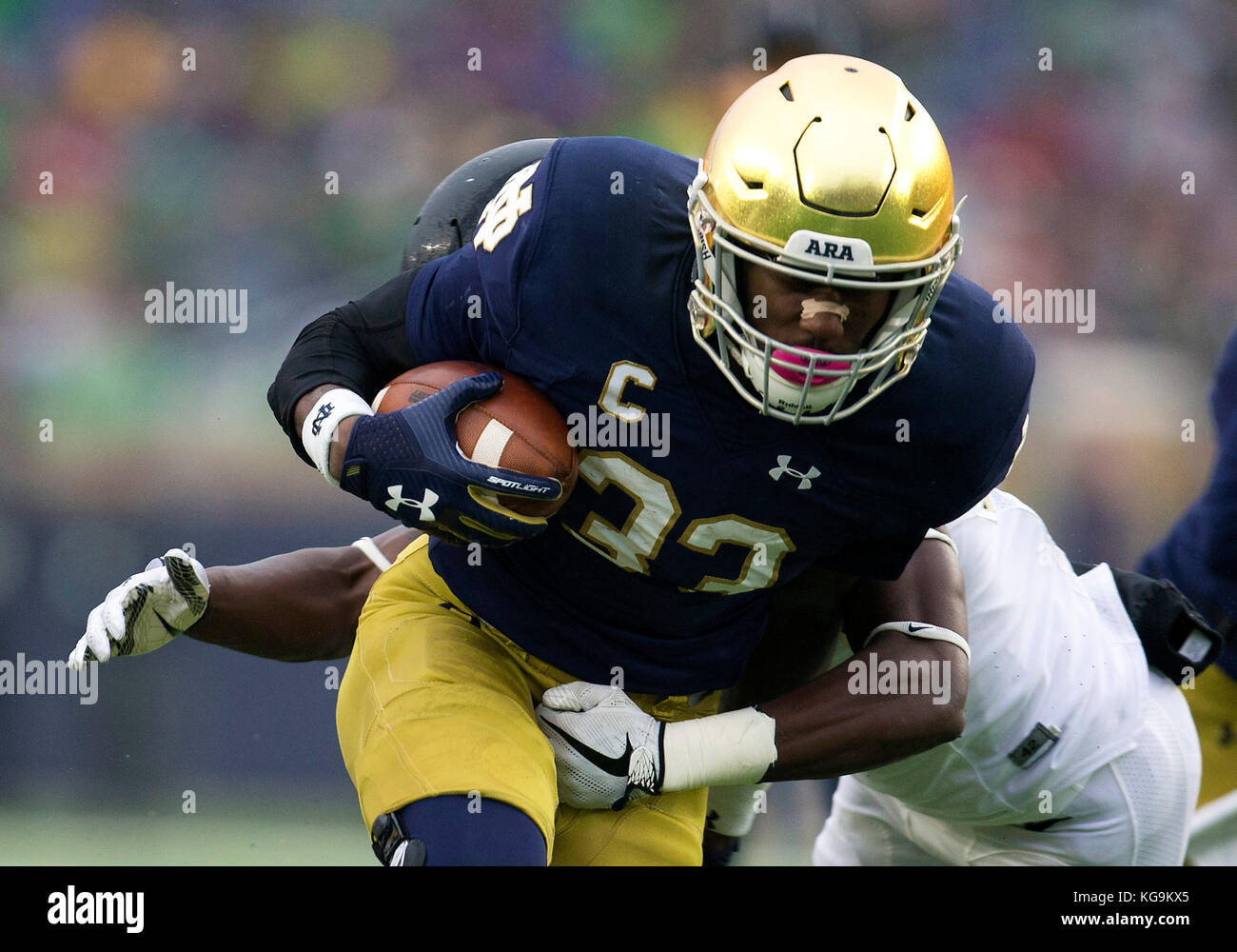 November 04, 2017: Notre Dame running back Josh Adams (33) runs with ...