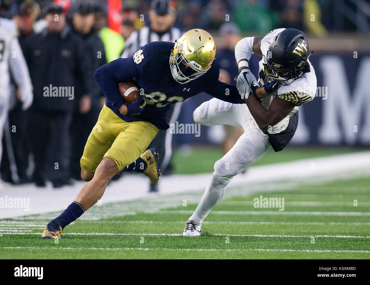 November 04, 2017: Notre Dame wide receiver Chase Claypool (83) runs ...