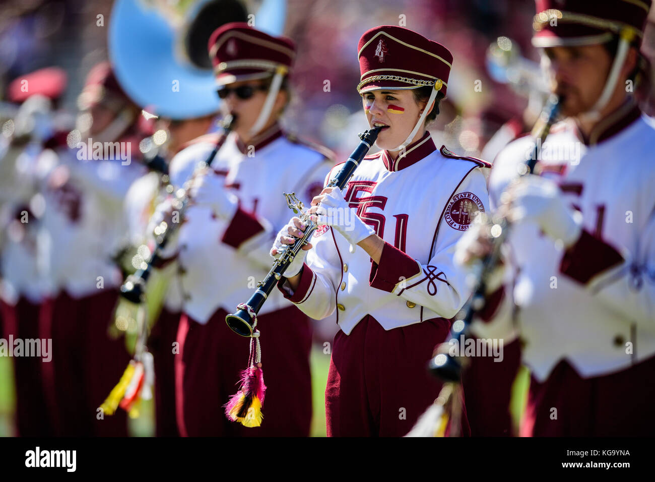 The Florida State marching band during the NCAA college football game ...