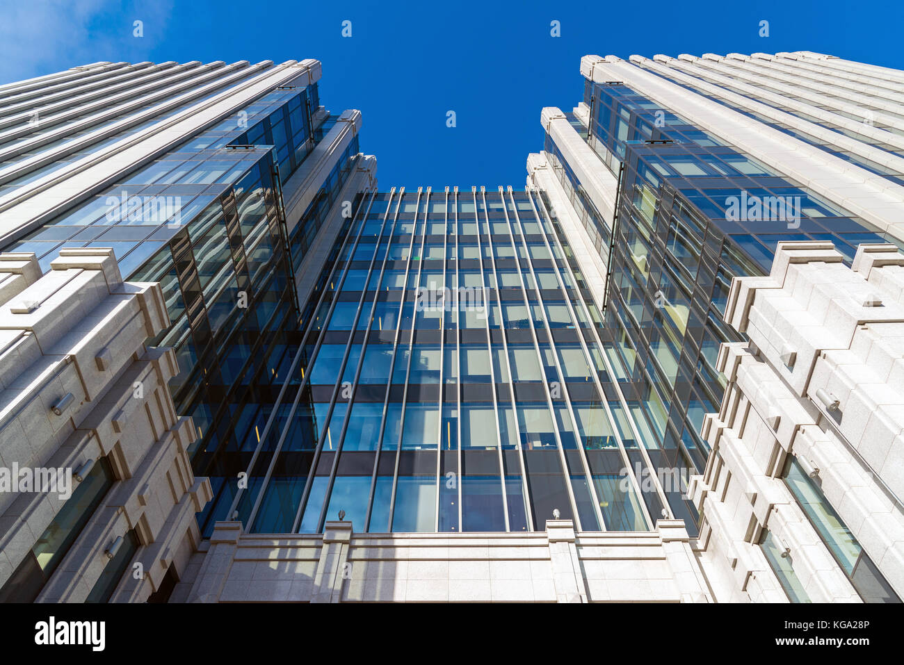 View from below on office buildings Stock Photo - Alamy