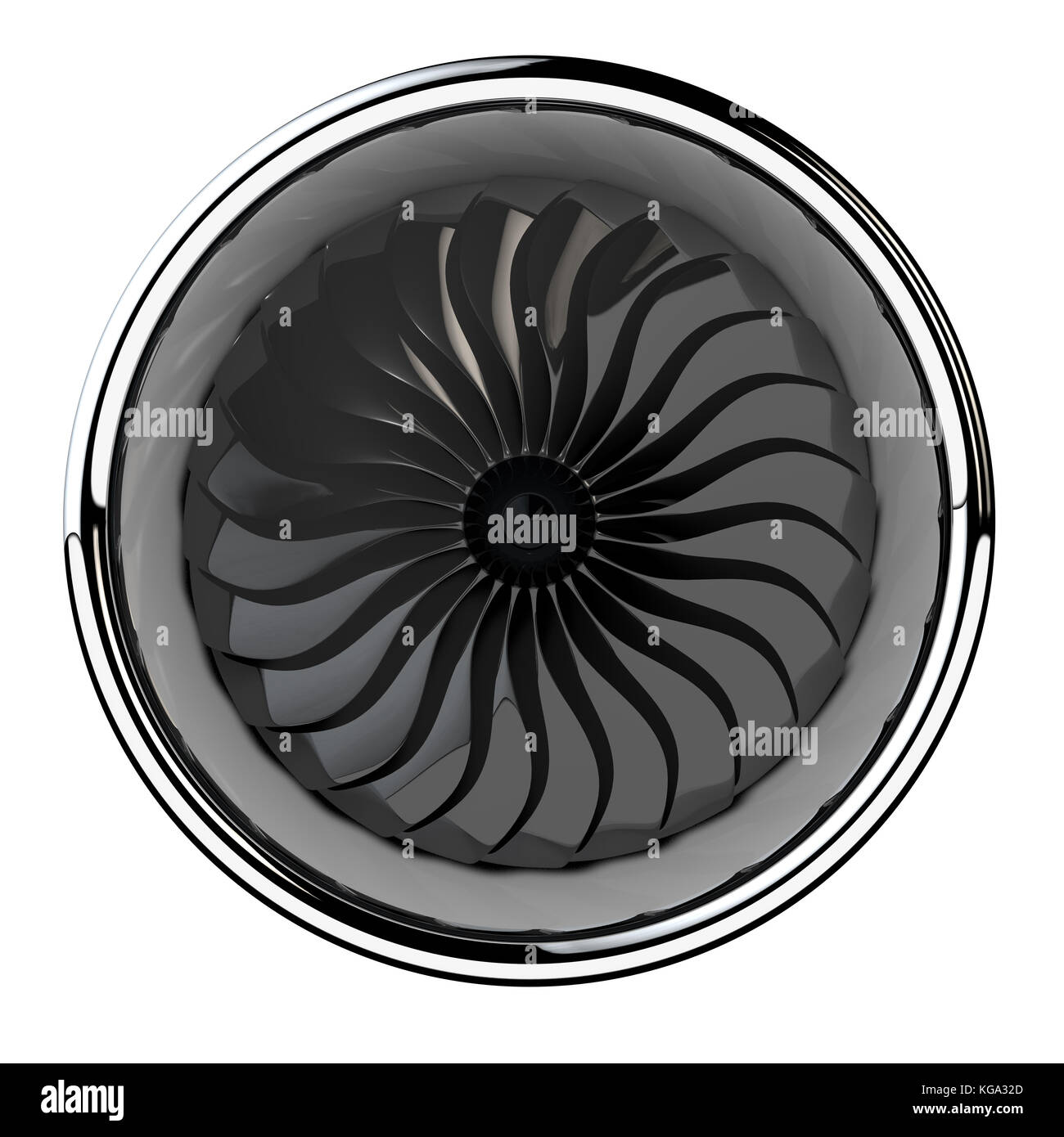 Jet engine, turbine blades of airplane, 3d render Stock Photo - Alamy