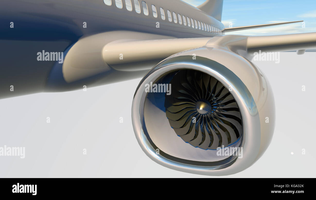 Jet engine, turbine blades of airplane, 3d render Stock Photo - Alamy
