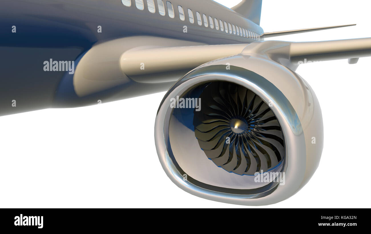 Jet engine, turbine blades of airplane, 3d render Stock Photo - Alamy