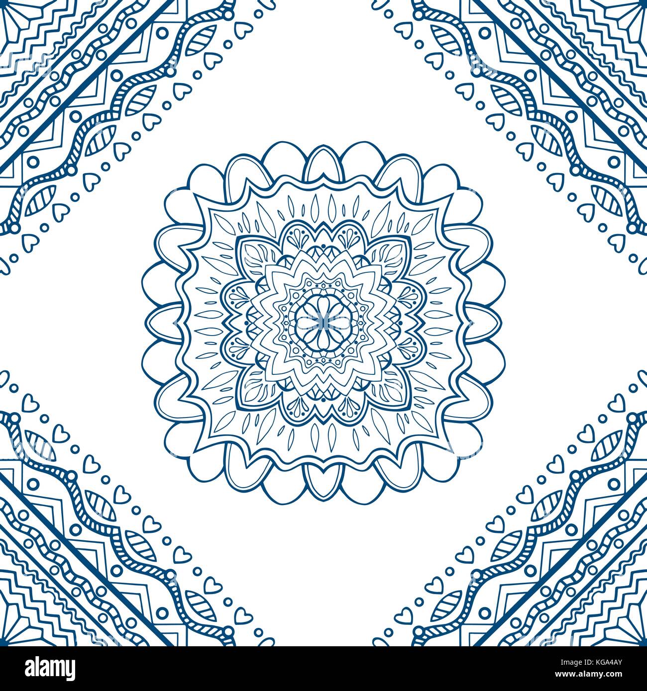 Blue seamless pattern. Design for dutch tile, background, textile Stock ...