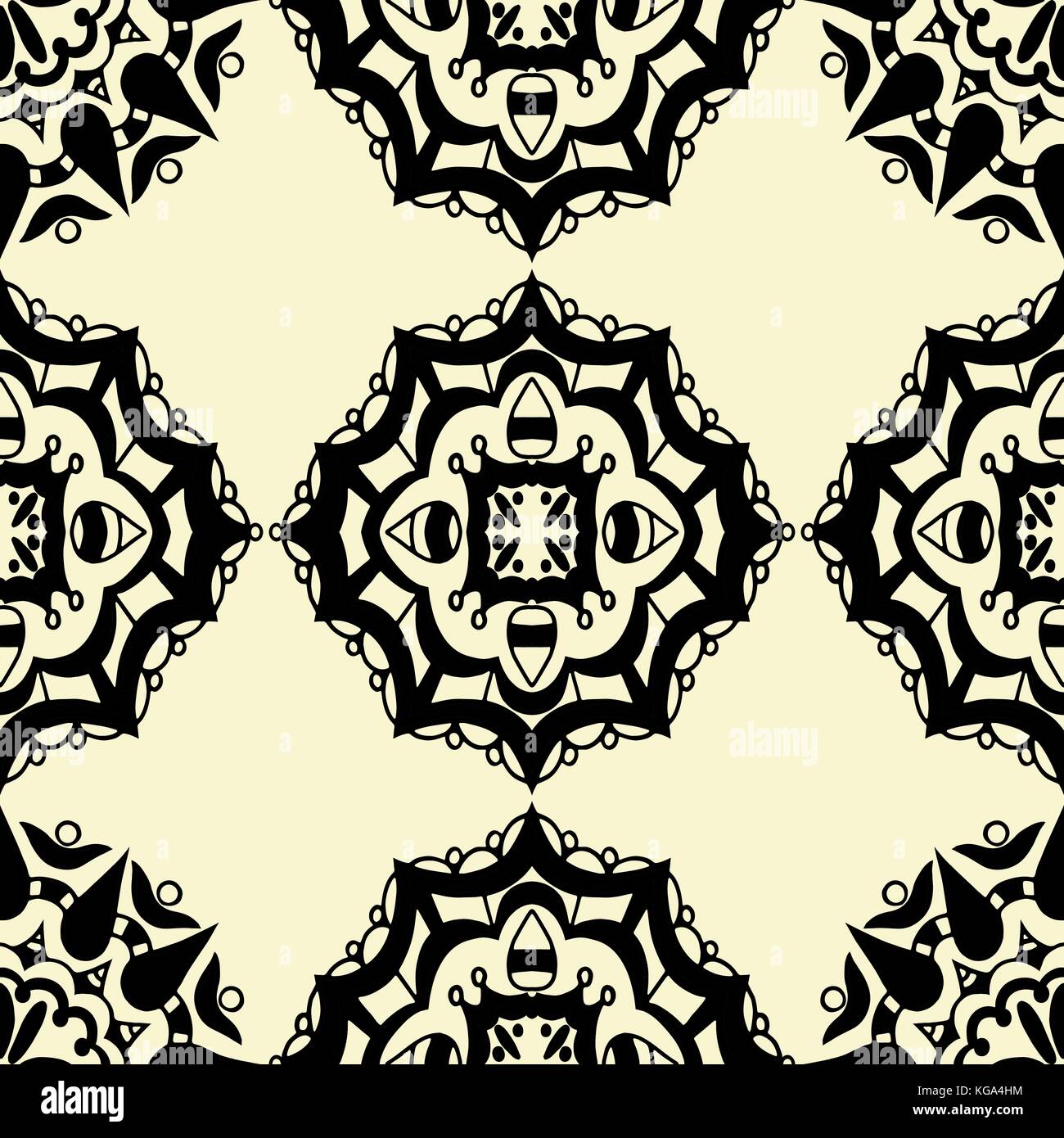 Beautiful vintage seamless black pattern. Vector illustration Stock ...