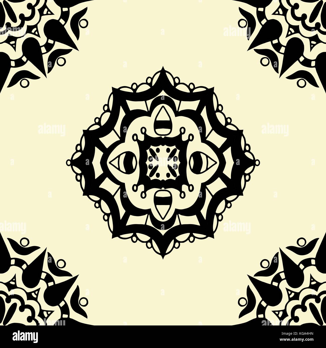 Beautiful vintage seamless black pattern. Vector illustration Stock ...