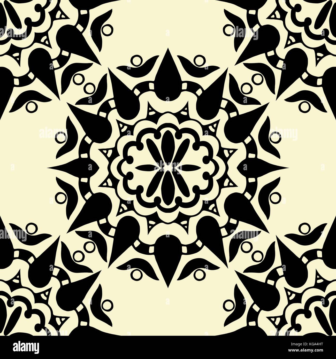 Beautiful vintage seamless black pattern. Vector illustration Stock ...