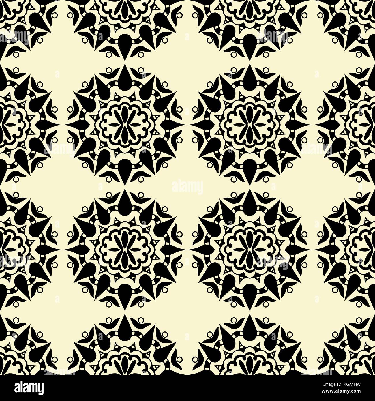 Beautiful vintage seamless black pattern. Vector illustration Stock ...