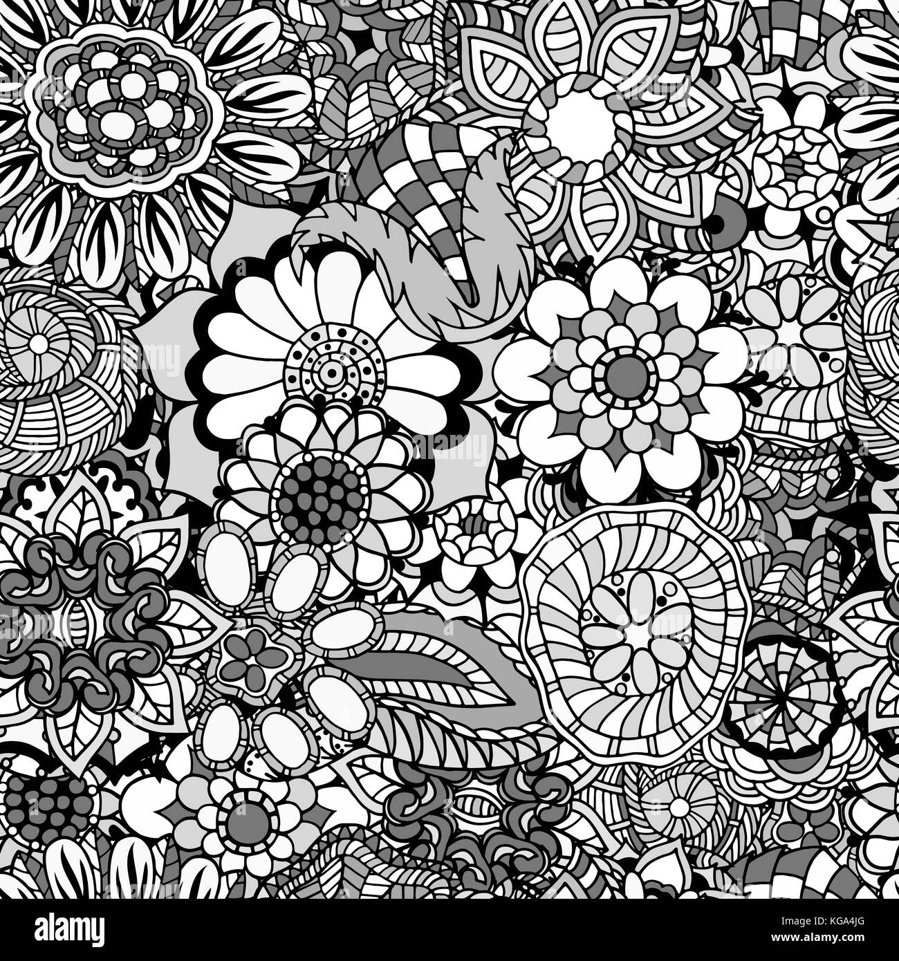 Pattern for coloring book. Ethnic, floral, retro, doodle, vector ...