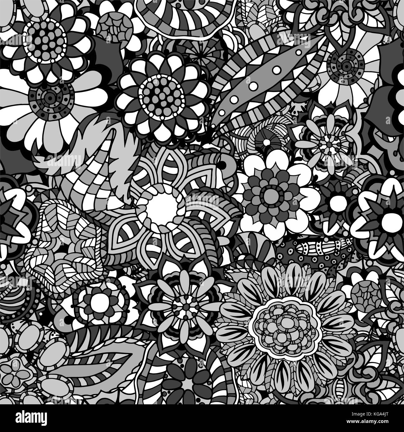 Pattern for coloring book. Ethnic, floral, retro, doodle, vector ...