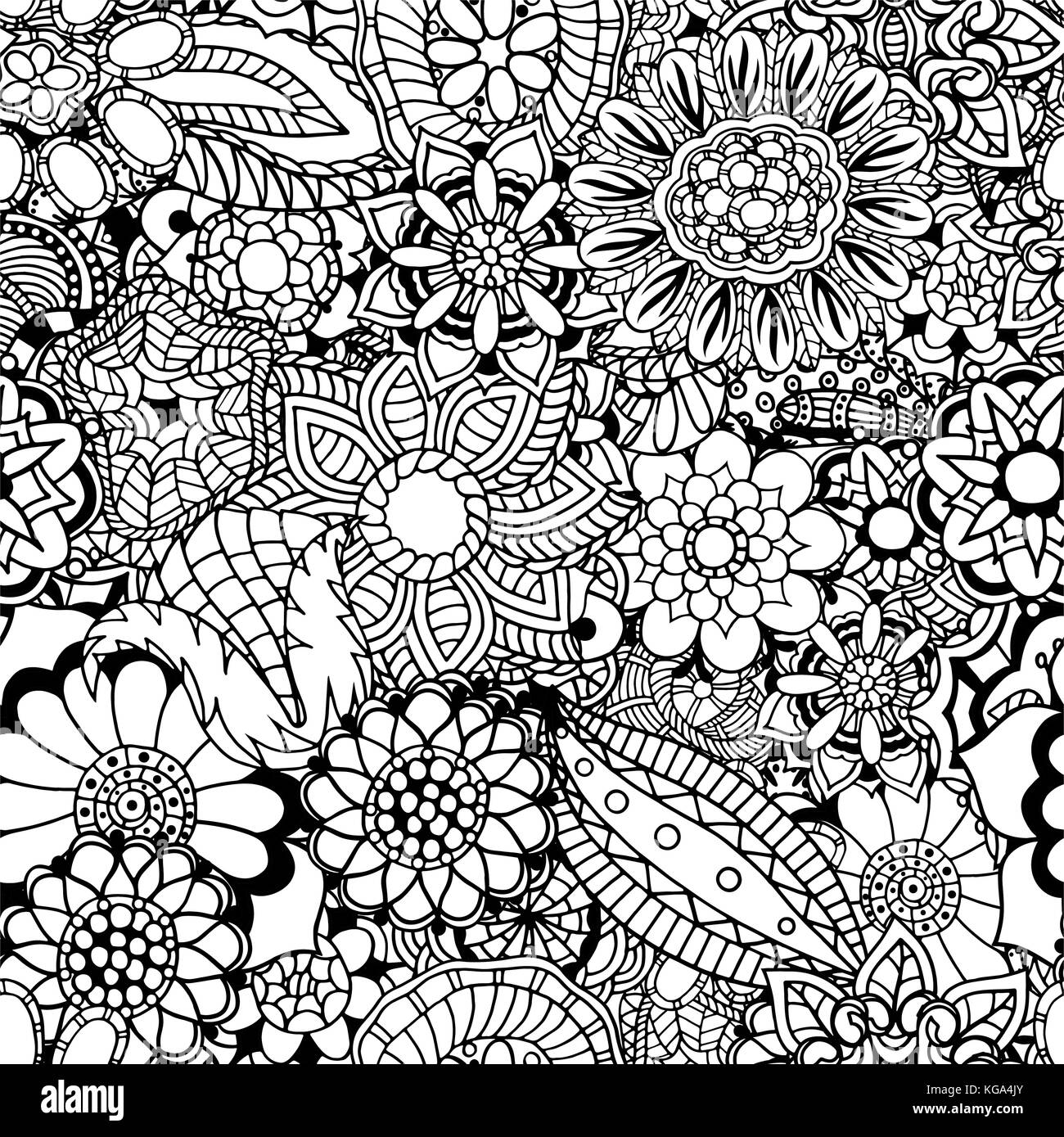 Pattern for coloring book. Ethnic, floral, retro, doodle, vector ...