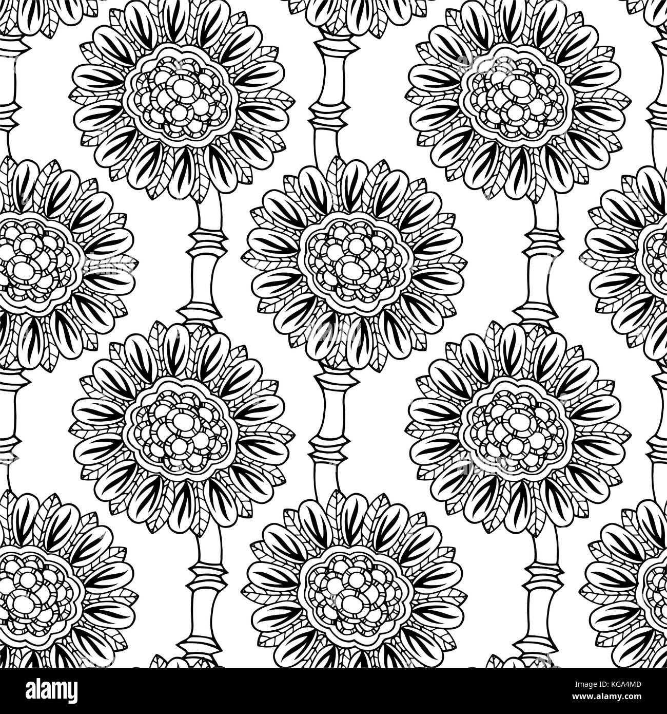 Pattern for coloring book. Ethnic, floral, retro, doodle, vector ...