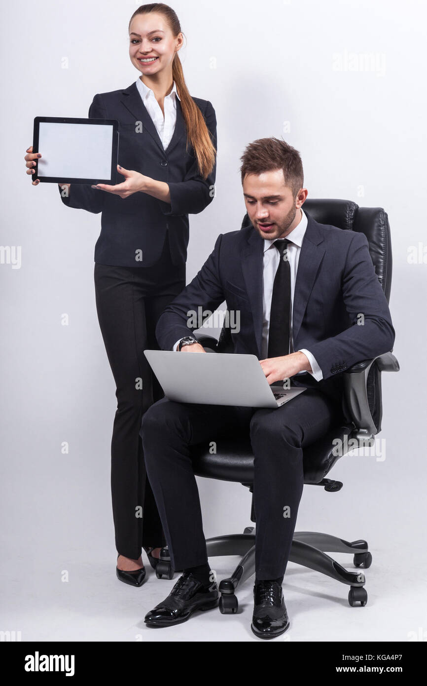 Picture of attractive couple of professional managers Stock Photo - Alamy