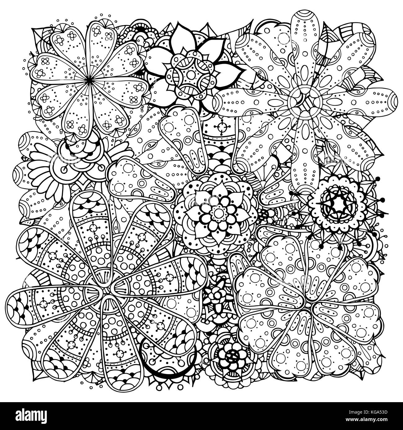 Different doodle flowers and plants. Hand sketched designer kit can be ...