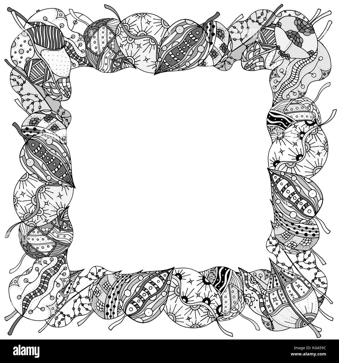 Beautiful square frame of art leaves. Vector illustration Stock Vector ...