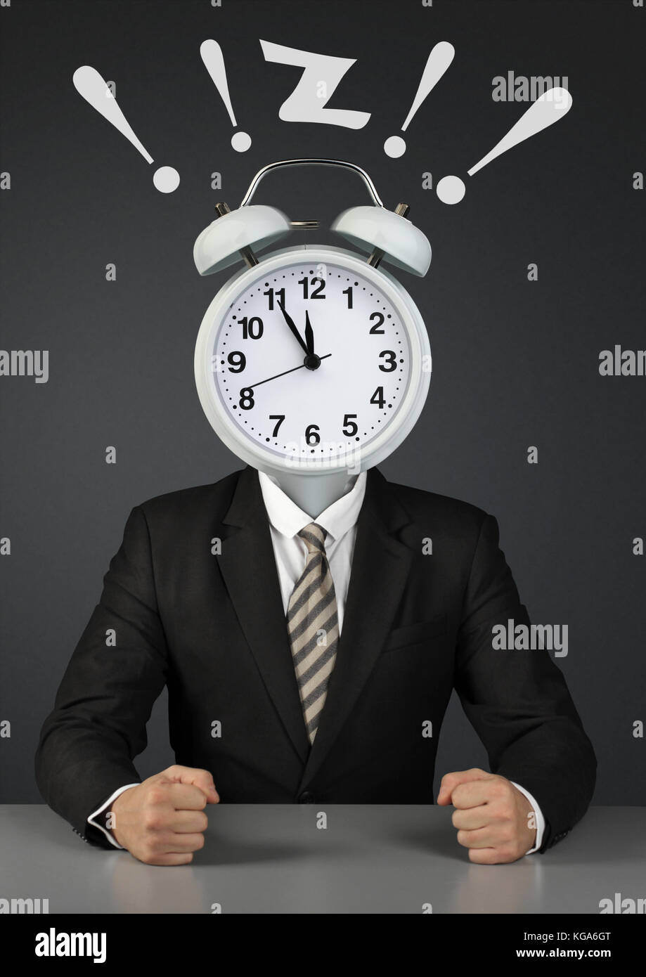 Businessman with clock instead of head, time limit concept Stock Photo ...
