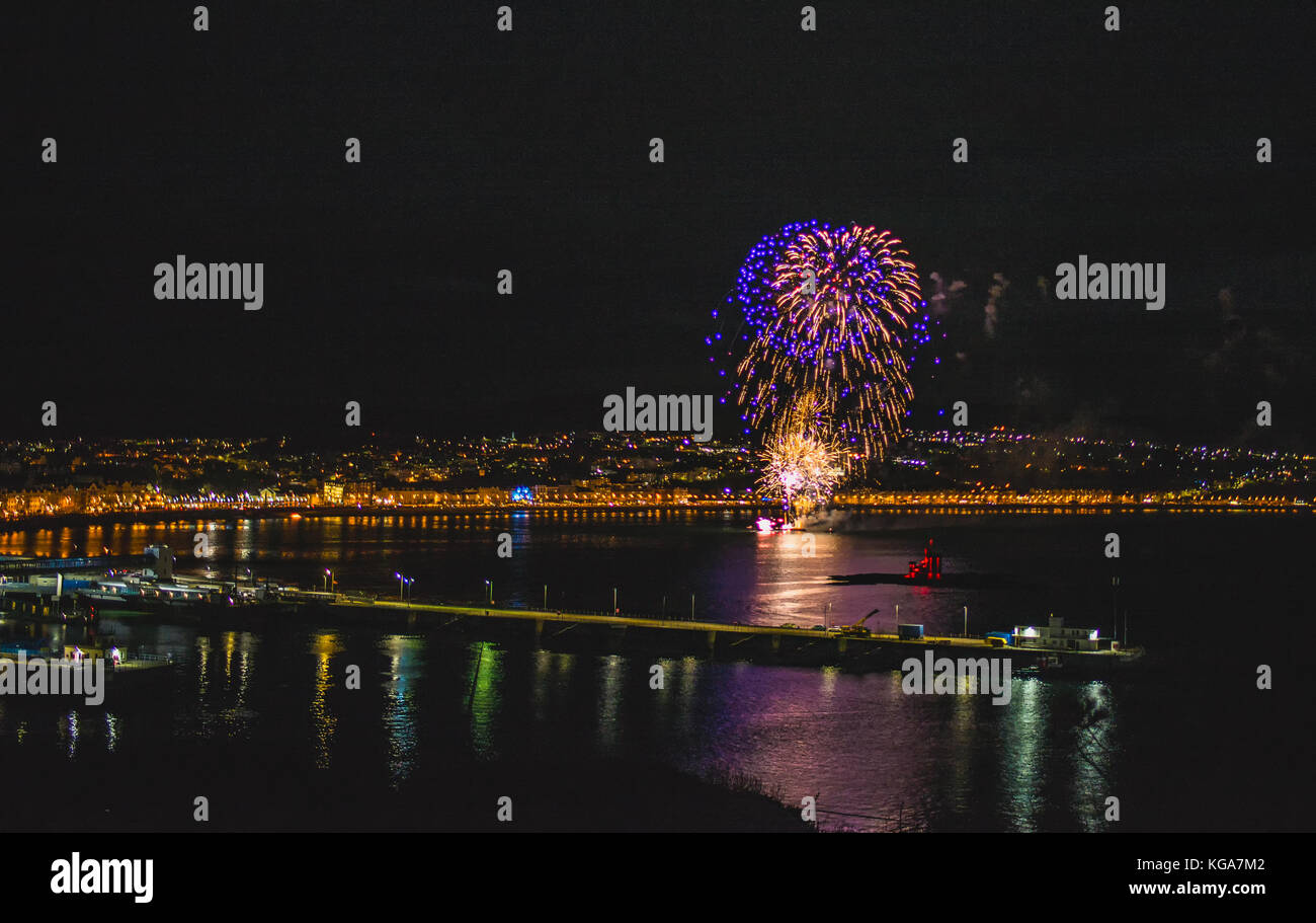 Bonfire night at Douglas Bay, fireworks Stock Photo - Alamy