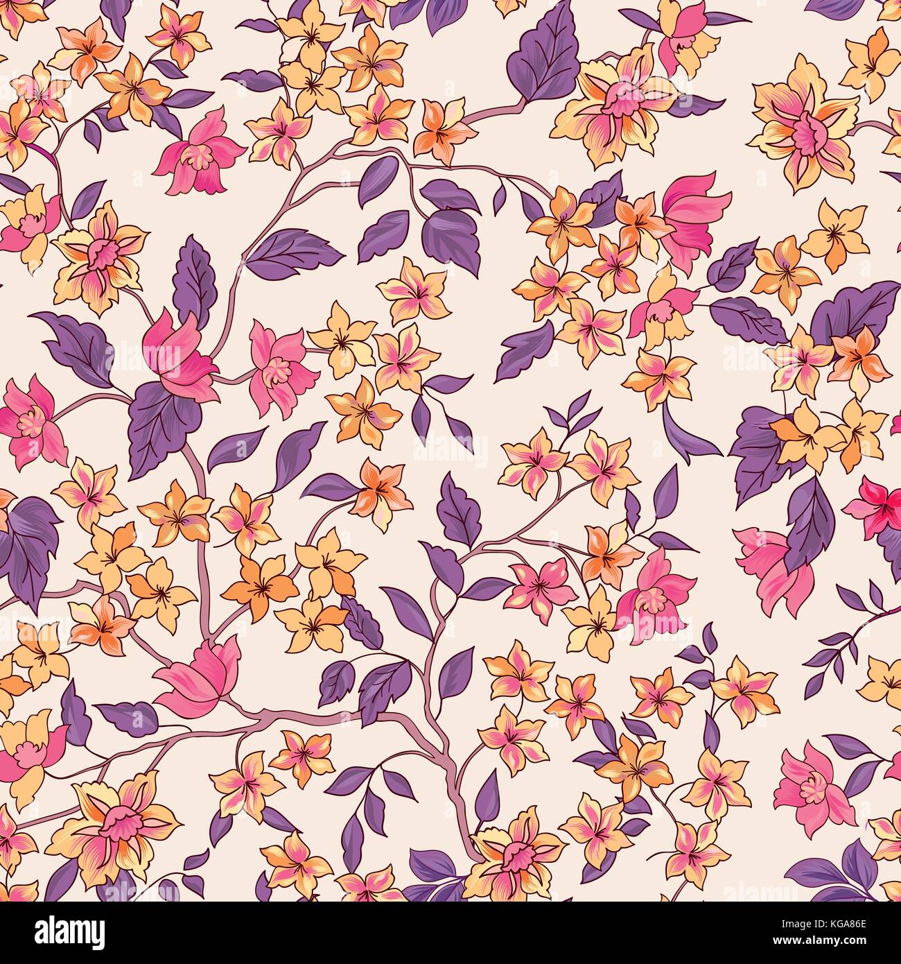 Floral seamless pattern. Flower background. Flourish garden wallpaper ...
