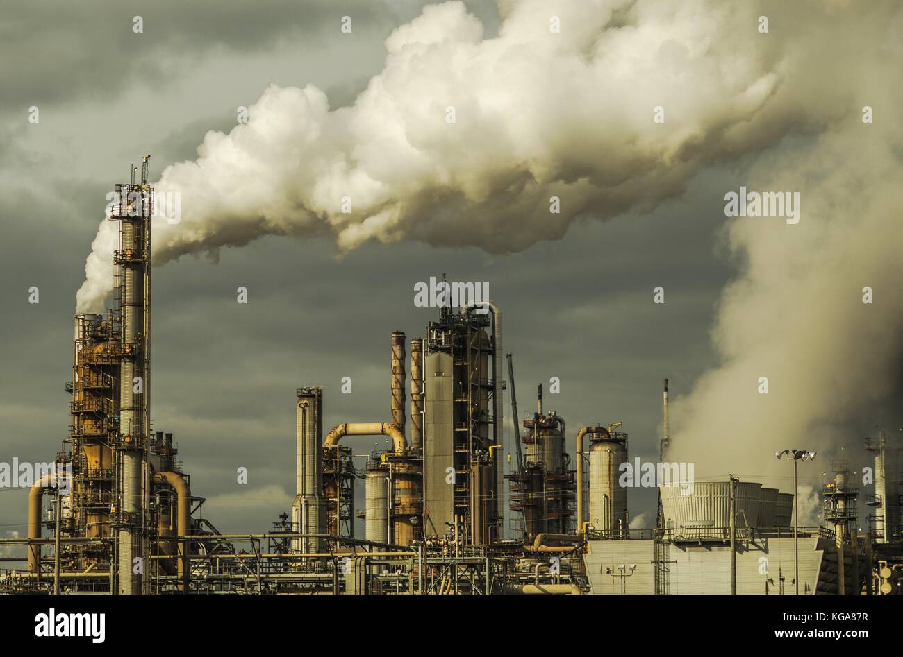 Refinery Air Pollution. Production Facility Installations Stock Photo ...