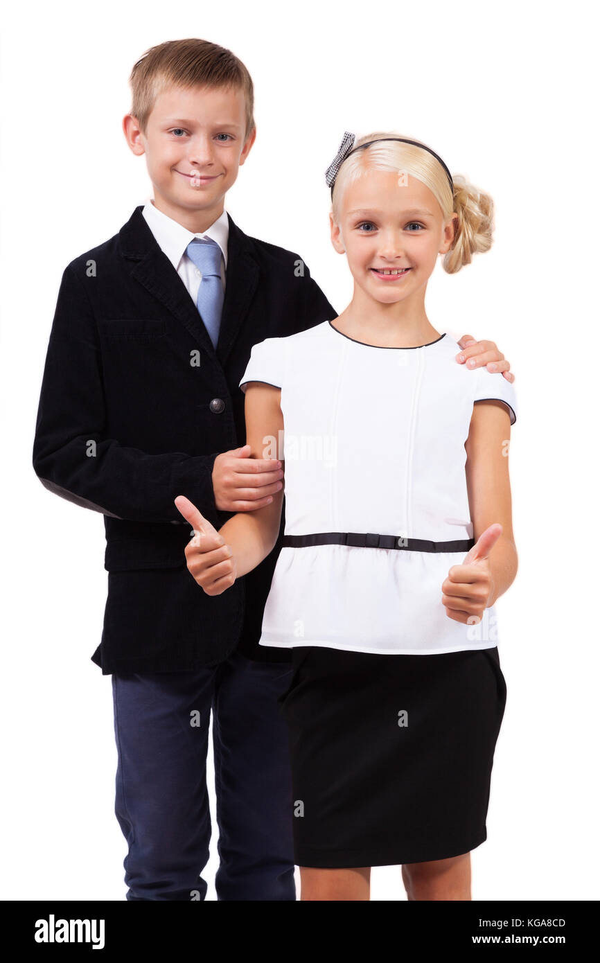 Students in business suits on a white background Stock Photo - Alamy