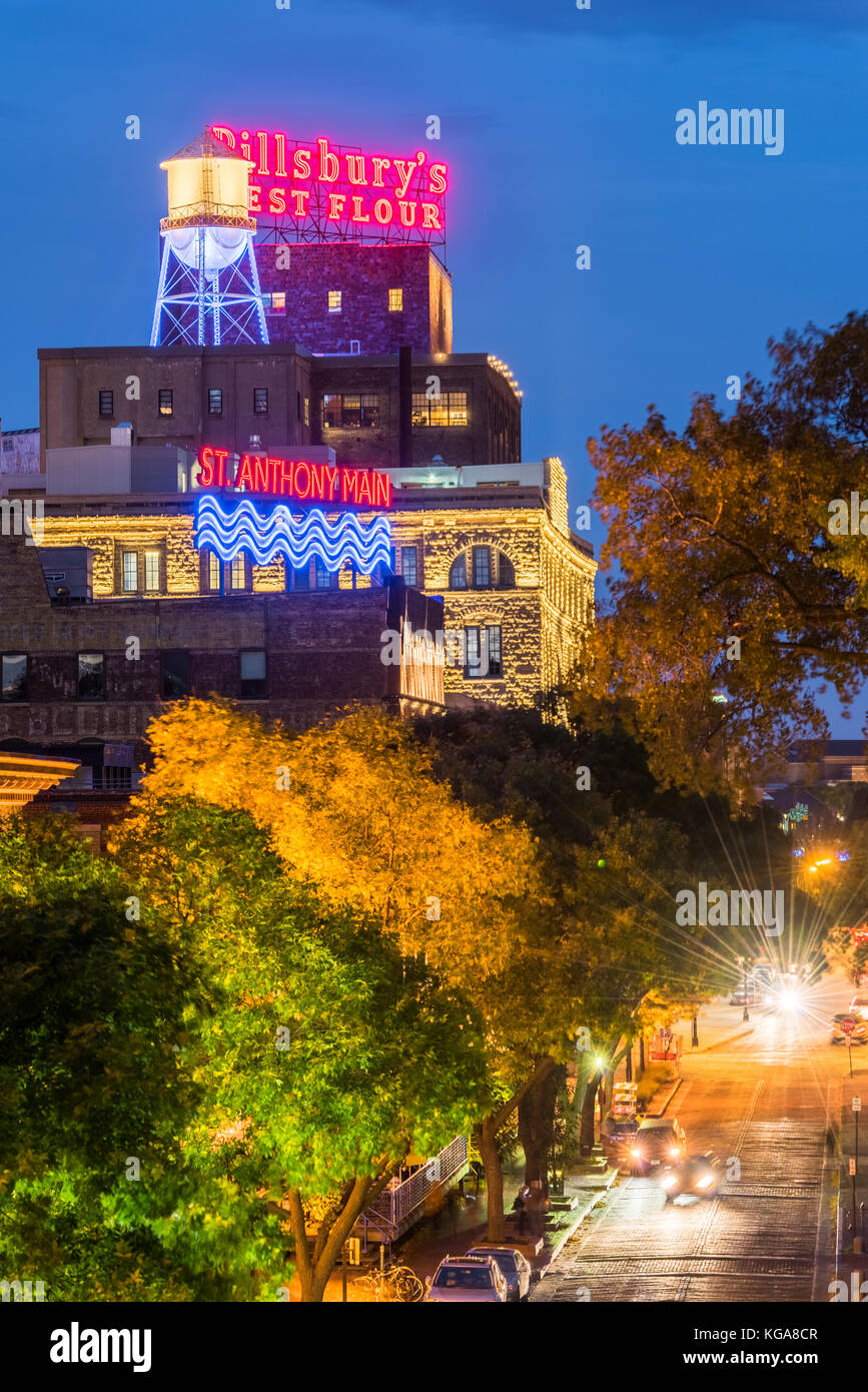 St. Anthony Main area of Minneapolis with the Pillsbury A Mill building ...