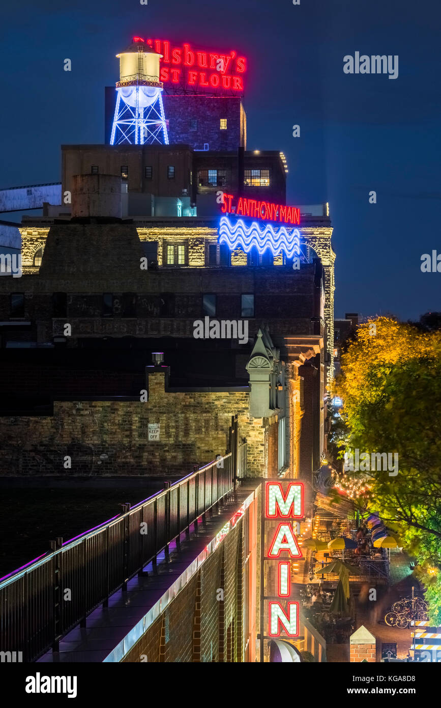 St. Anthony Main area of Minneapolis with the Pillsbury A Mill building ...